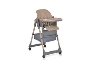 3801005152353 - Kinderhochstuhl Lindo klappbar Lätzchen Besteck Räder Korb höhenverstellbar beige