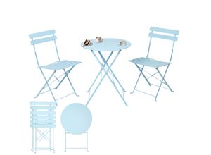 4250263742773 - Albatros Bistroset 3-teilig Weiß – Bistrotisch mit 2 Stühlen – klappbare Stühle und Tisch aus robustem Metall – optimal als Balkonmöbel Set oder Gartenmöbel in modernem Design