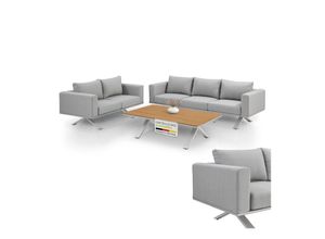 4262437183961 - Premium Gartenlounge Set Alexandria - Tisch 2er & 3er Sofa - hochwertige Gartenmöbel - Grau