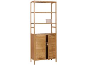 4057651827759 - Hochschrank MCW-B18 Badschrank Badregal Schrank Regal 2 Türen 4 Regalböden Bambus MDF MVG-zertifiziert 168x64x33cm
