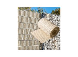 4260732728115 - NYVI Polyrattan Sichtschutzstreifen Privafence 255 x 19 cm - Sichtschutz für Doppelstabmatten Zaun FarbeBeige Anzahl5