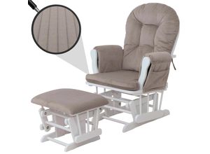 4057651734934 - Relaxsessel MCW-C76 Schaukelstuhl Sessel Schwingstuhl mit Hocker Stoff Cord 320g m² Öko-Tex ~ hellgrau Gestell weiß