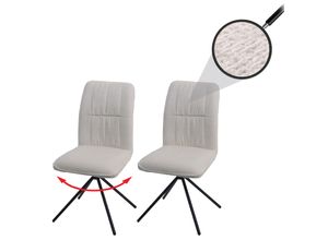 4057651712949 - 2er-Set Esszimmerstuhl MCW-N99 Küchenstuhl drehbar Auto-Return Stoff Textil Chenille (340g m²) Öko-Tex ~ creme