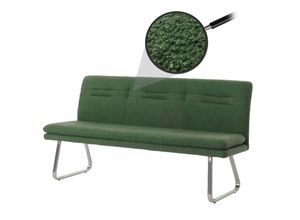 4057651925882 - Sitzbank MCW-H70 Esszimmerbank Bank Polsterbank Lehne Stoff Textil Bouclé Edelstahl gebürstet 180cm ~ grün