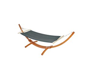 4057651536903 - Hängematte mit Gestell MCW-J46 Hängeschaukel bis 200kg Holzgestell MVG-zertifiziert 320cm ~ braun Matte grau