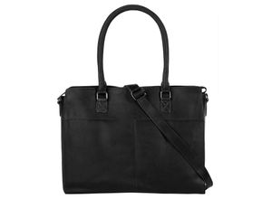 4260543061104 - Shopper CLUTY Damen Gr B H T 36cm x 28cm x 13cm onesize schwarz Leder vintage Taschen echt Leder