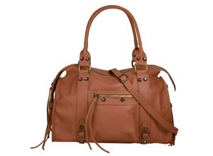 4262427392663 - Shopper FORTY Damen Gr B H T 38cm x 25cm x 14cm onesize braun (cognac) Leder leicht glänzend unifarben Taschen echt Leder Made in Italy