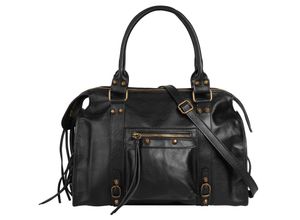 4262427392649 - Shopper FORTY Damen Gr B H T 38cm x 25cm x 14cm onesize schwarz Leder leicht glänzend unifarben Taschen echt Leder Made in Italy