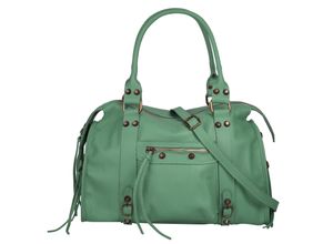 4262427392724 - Shopper FORTY Damen Gr B H T 38cm x 25cm x 14cm onesize grün Leder leicht glänzend unifarben Taschen echt Leder Made in Italy
