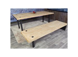 4057651848792 - Esszimmer-Set MCW-L75 Esstisch Sitzbank Esszimmergarnitur Massiv-Holz MVG-zertifiziert 200cm natur