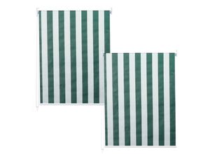 4057651888453 - 2er-Set Rollo MCW-D52 Fensterrollo Seitenzugrollo Jalousie 120x230cm Sonnenschutz blickdicht ~ grün weiß
