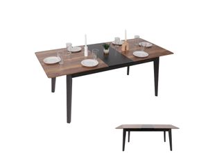 4057651828251 - Esszimmertisch MCW-M57 Esstisch Massiv-Holz Laminat Melamin 160-200x90cm ausziehbar Sheesham Holz-Optik dunkle Beine