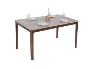 4057651760582 - Esszimmertisch MCW-M55 Tisch Esstisch Massiv-Holz HDF Laminat Melamin 135x80cm Beton-Optik braune Beine