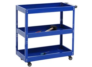 4057651658599 - Werkzeugwagen MCW-M25 Rollwagen Werkstattwagen Transportwagen Rollen Handgriff 3 Ladeflächen Stahl 73x73x36cm blau 4057651658599 - Werkzeugwagen MCW-M25 Rollwagen Werkstattwagen Transportwagen Rollen Handgriff 3 Ladeflächen Stahl 73x73x36cm blau