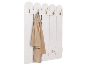 4057651711362 - Wandgarderobe MCW-N95 Garderobe Garderobenpaneel Paulownia 7 Haken 86x60cm ~ weiß