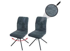 4057651712994 - 2er-Set Esszimmerstuhl MCW-N99 Küchenstuhl drehbar Auto-Return Stoff Textil Chenille (340g m²) Öko-Tex ~ blau-grün