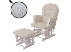 4057651869513 - Relaxsessel MCW-C76 Schaukelstuhl Sessel Schwingstuhl + Hocker Stoff Bouclé 480g m² Öko-Tex ~ creme Gestell weiß