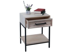 4057651811307 - Nachttisch MCW-N91 Kommode Beistelltisch Nachtschrank Schrank Schublade Shabby-Look Paulownia Holz 59x43x36cm ~ natur