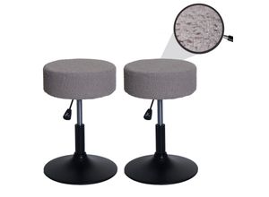 4057651884691 - 2er-Set Hocker MCW-C22 Sitzhocker Schminkhocker höhenverstellbar drehbar Ø 37cm Stoff Bouclé 450g m² MVG ~ taupe
