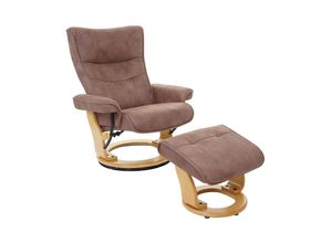4057651211664 - Relaxsessel Edmonton Fernsehsessel Hocker Stoff Textil 130kg belastbar ~ antikbraun naturbraun