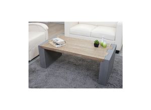 4057651135496 - Couchtisch MCW-A15 Wohnzimmertisch Beton-Optik Tanne Holz rustikal massiv MVG-zertifiziert 46x122x60cm