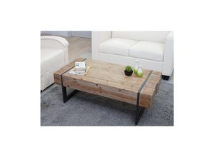 4057651135533 - Couchtisch MCW-A15a Wohnzimmertisch Tanne Holz rustikal massiv MVG-zertifiziert 40x120x60cm ~ naturfarben