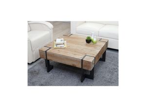 4057651135472 - Couchtisch MCW-A15 Wohnzimmertisch Tanne Holz rustikal massiv MVG-zertifiziert ~ naturfarben 90x90cm