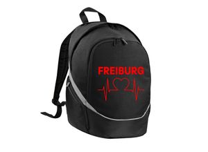 4068859108113 - multifanshop Rucksack - Freiburg - Herzschlag - Druck rot - Tasche