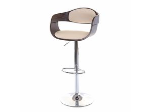 4057651290423 - Barhocker MCW-A47 Barstuhl Holz Bugholz Retro-Design ~ grau Kunstleder creme