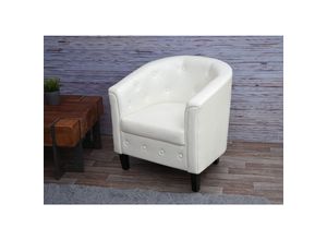 4057651409993 - Sessel Stafford T810 Loungesessel Clubsessel Chesterfield-Look Kunstleder ~ Weiß