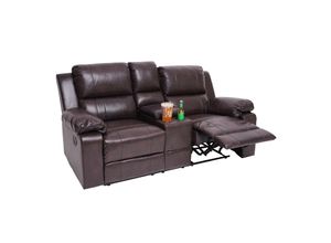 4057651435022 - 2er Kinosessel MCW-H29 Relaxsessel Fernsehsessel Zweisitzer Sofa Getränkehalter Soft Touch Kunstleder MVG ~ braun