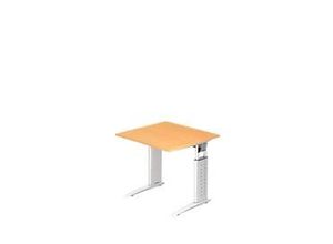 4032062139158 - Schreibtisch TARVIS C-Fuß Quadrat B 800 mm Gestell weiß höhenverstellbar Buche