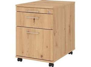 4032062303405 - Rollcontainer 126 Breno 1 Schub 1 Utensilienauszug & 1 Hängeregistraturschub abschließbar B 428 x T 580 x H 590 mm Asteiche
