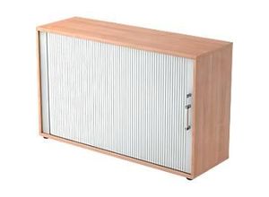 4032062151174 - Querrollladenschrank TARVIS 2 Ordnerhöhen B 1200 x T 400 x H 825 mm abschließ- & stapelbar Nussbaum-Dekor alusilber