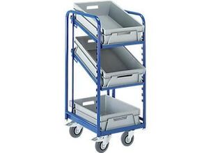 4250448502529 - Rollcart Eurokastenwagen inkl Kästen in grau mit 2 offenen neigbaren Ladeflächen 410x620mm