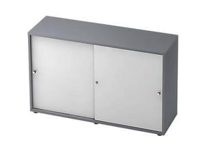 4032062160053 - eurokraft pro Schiebetürenschrank 1 Fachboden Mitteltrennwand graphit   weiß