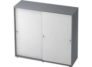 4032062160299 - eurokraft pro Schiebetürenschrank 2 Fachböden Mitteltrennwand graphit   weiß
