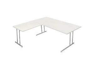 4044917434967 - Schreibtisch Toledo mit Anbautisch höhenverstellbar C-Fuß B 1800 x T 800 mm weiß 4044917434967 - Schreibtisch Toledo mit Anbautisch höhenverstellbar C-Fuß B 1800 x T 800 mm weiß