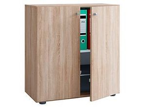 4051814356919 - Flügeltürenschrank aus Holz 2 OH Griffknöpfe höhenverstellbarer Fachboden B 700 x T 400 x H 740 mm Sonoma Eiche