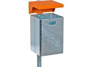4040136490920 - Abfallbehälter für außen feuerverzinkt Volumen 40 l BxHxT 310 x 600 x 360 mm Haube orange verzinkt pulverbeschichtet RAL 2000 4040136490920 - Abfallbehälter für außen feuerverzinkt Volumen 40 l BxHxT 310 x 600 x 360 mm Haube orange verzinkt pulverbeschichtet RAL 2000