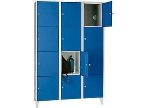4250618208749 - 4er-Schließfachschrank München 3 Abteile lichtgrau   enzianblau B 1200 mm mit Füßen Wolf