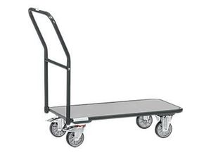 4017976612027 - Magazinwagen mit Holzplattform L 1000 x B 600 mm bis 250 kg Stahlrohr grau