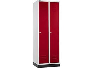 4051273617286 - Select Kleiderspind mit 2 Abteilen mit Sockel Zylinderschloss lichtgrau rot
