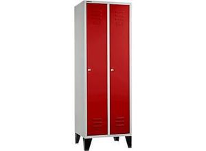 4051273617248 - Select Kleiderspind mit 2 Abteilen mit Füßen Zylinderschloss lichtgrau rot 4051273617248 - Select Kleiderspind mit 2 Abteilen mit Füßen Zylinderschloss lichtgrau rot