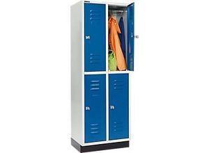 4051273616159 - Select Kleiderspind mit 2 x 2 Abteilen 300 mm mit Sockel Zylinderschloss Tür enzianblau