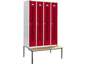4051273617828 - Select Kleiderspind mit Sitzbank 4 Abteile 300 mm Zylinderschloss Tür rubinrot