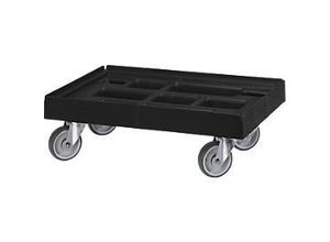 4260316448767 - Pure Transportroller Euronorm bis 300 kg mit Stapelrand Lenkrollen L 610 x B 410 mm HDPE & TPU tiefschwarz RAL 9005
