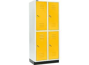 4051273616524 - Select Kleiderspind mit 2 x 2 Abteilen 400 mm mit Sockel Zylinderschloss Tür rapsgelb