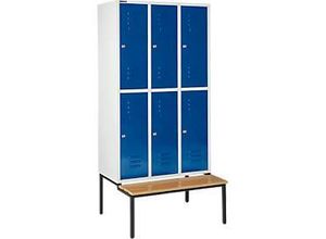 4051273616678 - Select Kleiderspind mit Sitzbank 3x2 Abteile 400mm Zylinderschloss Tür enzianblau