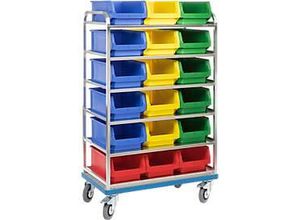 4260257923538 - Regalwagen GMÖHLING G®-Rack E 2801 durchbrochen bis 300 kg 6 Etagen für 18 Sichtlagerkästen